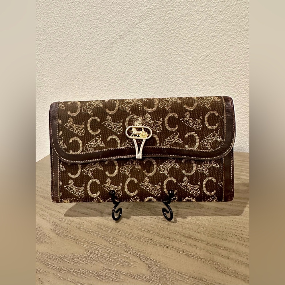 Vintage Celine Carriage Tri-Fold Long Wallet - Gem